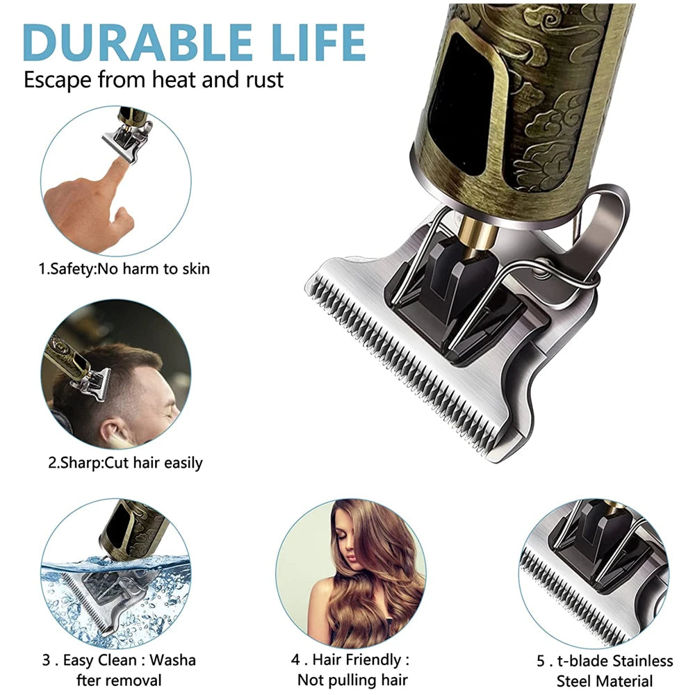 T9 LCD Electric Hairdresser Oil Shaving Head Electric Pusher Carving E ...